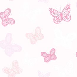 Vliestapete "Butterfly", B/L: 0,52mm x 10,05mm, rosa, SUPERFRESCO EASY, Tapeten, Schmetterling rosa lila 1000x53cm