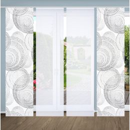 Schiebegardine HOME IN GREEN, B:60cm H:245cm, grau, Polyester, Wohnzimmer, Gardinen, "SPIRO", SET DIGITALDRUCK,BAMBUSOPTIK RECYCELT
