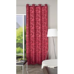 Vorhang Home Wohnideen, B:140cm H:245cm, rot, Polyester, Wohnzimmer, Gardinen, "LENNY", HxB: 245x140, Dekostoff Jacquardgemustert