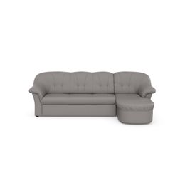Ecksofa DOMO collection, B:238cm H:82cm T:141cm, grau, 100% Polyester, Wohnzimmer, Sofas, "Pegnitz, elegante Rückensteppung, kompakte Stellmaße