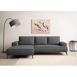 Ecksofa Home Affaire, B:275cm H:83cm T:173cm, grau, Sofas, "TVINNU, L-Form, 275cm, in Cord und Leinenoptik", wahlweise Recamiere rechts/links,