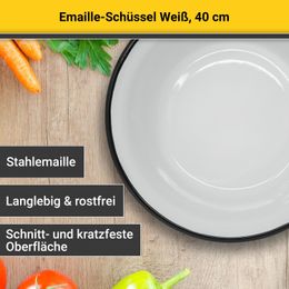 Kr&uuml;ger KR&Uuml;GER Sch&uuml;ssel "Emaille-Sch&uuml;ssel", &Oslash; 40cm, wei&szlig;, Sch&uuml;sseln, emailliert, geruchsneutral, geschmacksneutral, kratzfest, schnittfest