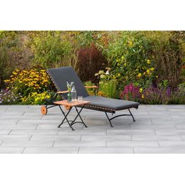 Gartenlounge-Set Merxx, B:65cm H:31,5cm T:195cm, braun, FSC-zertifiziertes Massivholz, Stahl, Sitzmöbel-Sets, "Schloßgarten", 1 Gartenliege und 1