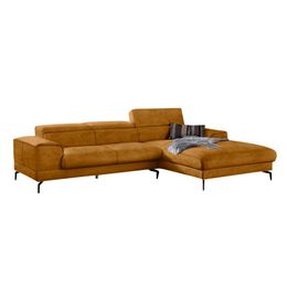 Ecksofa W.Schillig, B:303cm H:70cm T:193cm, gelb, Stoff S37 (100% Polyester): Luxus-Microfaser in Lederoptik, Wohnzimmer, Sofas, "piedroo, Designsofa