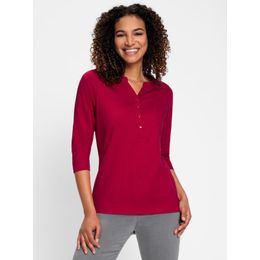 WITT Damen 3/4-Arm-Shirt mit offenem V, rot, Gr&ouml;&szlig;e 54