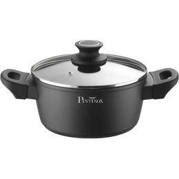 Pinti Inox PINTINOX Kochtopf "Pinti Power", 4,3 l + &Oslash; 24cm, grau, T&ouml;pfe, 2-lagige Antihaftbeschichtung, Induktion, inkl. Glasdeckel