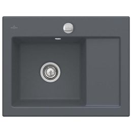Villeroy & Boch Villeroy und Boch Subway 45 Compact Einbausp&uuml;le 331202i4 links, mit Ablaufgarnitur, Excenterbet&auml;tigung, 650 x 510 mm, graphit CeramicPlus