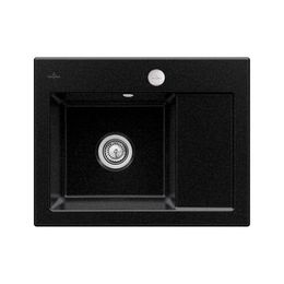 Villeroy & Boch Villeroy und Boch Subway 45 Compact Einbausp&uuml;le 331202J0 links, mit Ablaufgarnitur, Excenterbet&auml;tigung, 650 x 510 mm, chromite CeramicPlus