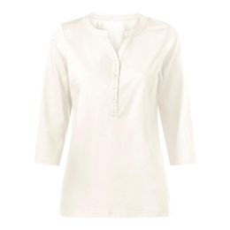 WITT Damen 3/4-Arm-Shirt mit offenem V, ecru, Gr&ouml;&szlig;e 50