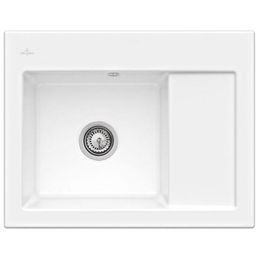 Villeroy & Boch Villeroy und Boch Subway 45 Compact Einbausp&uuml;le 331201KG links, mit Ablaufgarnitur, Handbet&auml;tigung, 650 x 510 mm, snow white CeramicPlus