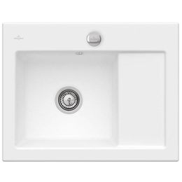 Villeroy & Boch Villeroy & Boch Subway 45 Compact Einbausp&uuml;le 331202RW links, mit Ablaufgarnitur und Exzenterbet&auml;tigung, 650 x 510 mm, Stone White