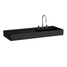 Laufen Kartell Waschtisch H8133337161111 120x46cm, Ablage links, ohne &Uuml;berlauf, 1 Hahnloch, schwarz matt