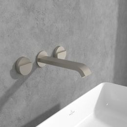 Villeroy & Boch Villeroy und Boch Dawn Fertigmontageset TVZ10600200064 Unterputz-Dreiloch-Waschtischarmatur, ohne Ablaufgarnitur, Wandmontage, brushed nickel black