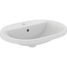 Ideal Standard Connect Einbauwaschtisch E504001 oval, mit Hahnloch und &Uuml;berlauf, 62 x 46 cm, wei&szlig;