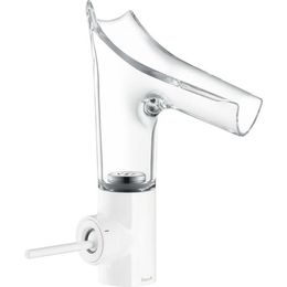 Hansgrohe Axor Starck V 140 Waschtischarmatur 12112450, wei&szlig;, Glasauslauf, Joystick