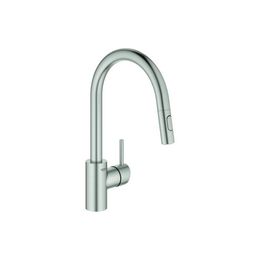 Grohe Concetto Sp&uuml;ltisch-Einhebelmischer 31483DC2 supersteel, schwenkbarer Rohrauslauf, herausziehbare Dual-Sp&uuml;lbrause