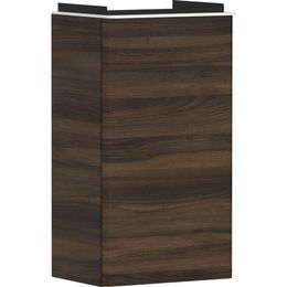 Hansgrohe Xelu Q Waschtischunterschrank 54014700 340x605x245mm, f&uuml;r Handwaschbecken, links, Nussbaum dunkel, mattwei&szlig;