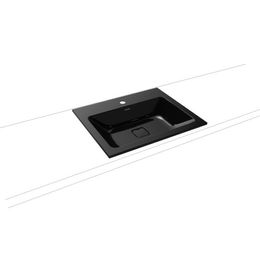 Kaldewei Cono Einbau-Waschtisch 901606013701 3080, 60x50cm, schwarz Perl-Effekt, ohne &Uuml;berlauf, 1 Hahnloch