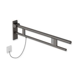 HEWI System 900 St&uuml;tzklappgriff 900.50.21460SC Ausladung 900 mm, Edelstahl pulverbeschichtet dunkelgrau perlglimmer tiefmatt, rechts