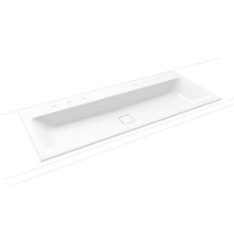 Kaldewei Cono Einbau-Doppel-Waschtisch 901806053001 2 x 3 Hahnl&ouml;cher, wei&szlig; Perl-Effekt, 120x50cm, ohne &Uuml;berlauf