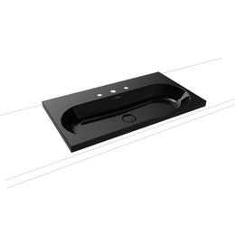 Kaldewei Centro Aufsatzwaschtisch 902906033701 3056, 90x50x4cm, schwarz Perl-Effekt, ohne &Uuml;berlauf, 3 Hahnl&ouml;cher