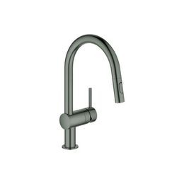 Grohe Minta Sp&uuml;ltisch-Einhebelmischer 32321AL2 hard graphite geb&uuml;rstet, herausziehbare Dual-Sp&uuml;lbrause, C-Auslauf