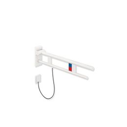 HEWI System 900 St&uuml;tzklappgriff 900.50.15360DX Ausladung 900 mm, Edelstahl pulverbeschichtet wei&szlig; tiefmatt, links