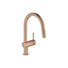 Grohe Minta Sp&uuml;ltisch-Einhebelmischer 32321DL2 warm sunset geb&uuml;rstet, herausziehbare Dual-Sp&uuml;lbrause, C-Auslauf