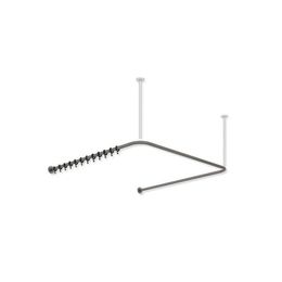 HEWI System 900 Vorhangstange 900.34.30060SC 987 x 975 x 987 mm, 28 Vorhangringe, Edelstahl pulverbeschichtet dunkelgrau, perlglimmer tiefmatt