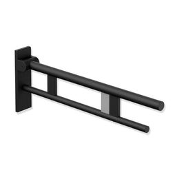 HEWI System 900 St&uuml;tzklappgriff 900.50.17960DC Ausladung 700 mm, Edelstahl pulverbeschichtet schwarz tiefmatt, rechts, Funk-Sp&uuml;lausl&ouml;sung