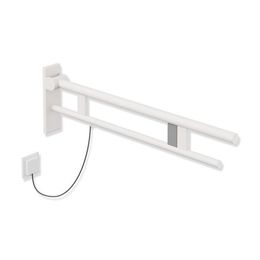 HEWI System 900 St&uuml;tzklappgriff 900.50.21360DX Ausladung 850 mm, Edelstahl pulverbeschichtet wei&szlig; tiefmatt, rechts