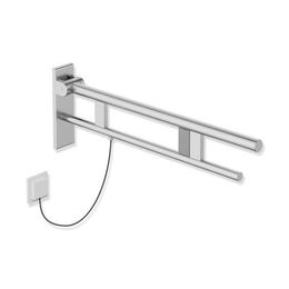HEWI System 900 St&uuml;tzklappgriff 900.50.204XA Ausladung 750 mm, Edelstahl matt geschliffen, rechts, E-Sp&uuml;lausl&ouml;sung