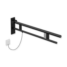 HEWI System 900 St&uuml;tzklappgriff 900.50.21460DC Ausladung 900 mm, Edelstahl pulverbeschichtet schwarz tiefmatt, rechts