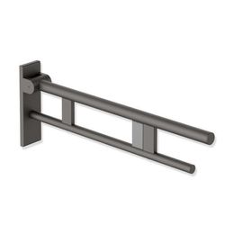 HEWI System 900 St&uuml;tzklappgriff 900.50.17960SC Ausladung 700 mm, Edelstahl pulverbeschichtet dunkelgrau perlglimmer tiefmatt, rechts, Funk-Sp&uuml;lausl&ouml;sung