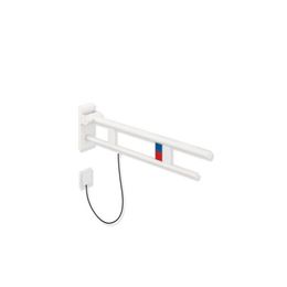HEWI System 900 St&uuml;tzklappgriff 900.50.15260DX Ausladung 850 mm, Edelstahl pulverbeschichtet wei&szlig; tiefmatt, links