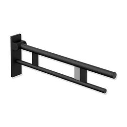 HEWI System 900 St&uuml;tzklappgriff 900.50.18060DC Ausladung 750 mm, Edelstahl pulverbeschichtet schwarz tiefmatt, rechts, Funk-Sp&uuml;lausl&ouml;sung