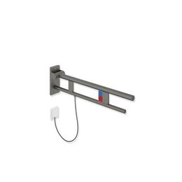 HEWI System 900 St&uuml;tzklappgriff 900.50.15060SC Ausladung 700 mm, Edelstahl pulverbeschichtet dunkelgrau perlglimmer tiefmatt, links