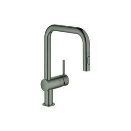 Grohe Minta Sp&uuml;ltisch-Einhebelmischer 32322AL2 hard graphite geb&uuml;rstet, herausziehbare Dual-Sp&uuml;lbrause, U-Auslauf