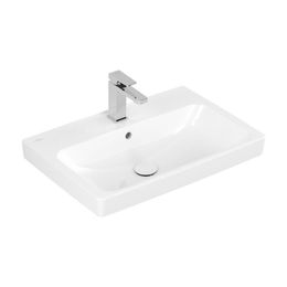 Villeroy & Boch Villeroy und Boch Architectura Waschtisch 4A87KGT2 65x44,5cm, geschliffen, 1 Hahnloch, mit &Uuml;berlauf, wei&szlig; AntiBac C-plus