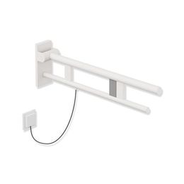 HEWI System 900 St&uuml;tzklappgriff 900.50.15460DX Ausladung 700 mm, Edelstahl pulverbeschichtet wei&szlig; tiefmatt, rechts