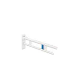 HEWI System 900 St&uuml;tzklappgriff 900.50.17660DX Ausladung 750 mm, Edelstahl pulverbeschichtet wei&szlig; tiefmatt, links, Funk-Sp&uuml;lausl&ouml;sung