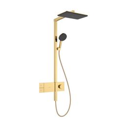 Hansgrohe Raindance Alive Q Duschsystem 24581990 1 Strahlart wassersparend mit ShowerSelect Comfort, EcoSmart, 8 l/min, polished gold optic