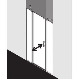 Kermi Pega Pendelt&uuml;r 1-fl&uuml;gelig mit Festfeld PE1AL11020VPK 110x200cm, silber hochglanz, ESG klar Clean, links, auf Duschwanne