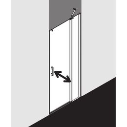 Kermi Pega Pendelt&uuml;r 1-fl&uuml;gelig mit Festfeld PE1GR08020VUK 80x200cm, silber hochglanz ESG SR Opaco, rechts