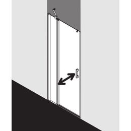 Kermi Pega Pendelt&uuml;r 1-fl&uuml;gelig mit Festfeld PE1GL11018VAK 110x185cm, silber hochglanz, ESG klar, links