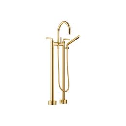 Dornbracht Tara. Wannen-Zweiloch-Armatur 25943882-28 Griffhebel, freistehend, mit Garnitur, messing geb&uuml;rstet