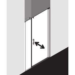 Kermi Pega Pendelt&uuml;r 1-fl&uuml;gelig mit Festfeld PE1OR10320VPK 103x200cm, silber hochglanz, ESG klar Clean, rechts, auf Duschplatz