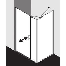 Kermi Pega Pendelt&uuml;r 1-fl&uuml;gelig mit Festfeld PE1OL11020VYK 110x200cm, silber hochglanz ESG SR Opaco Clean, links, auf Duschwanne