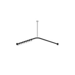 HEWI System 900 Vorhangstange 900.34.10360DC 1187 x 1187 mm, 24 Vorhangringe, Edelstahl pulverbeschichtet schwarz tiefmatt