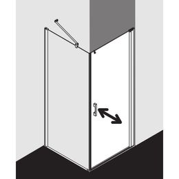 Kermi Pega Pendelt&uuml;r 1-fl&uuml;gelig, bodenfrei PE1KR08320VZK 83 x 200 cm, silber hochglanz ESG SR Arena C Clean, rechts, auf Duschplatz